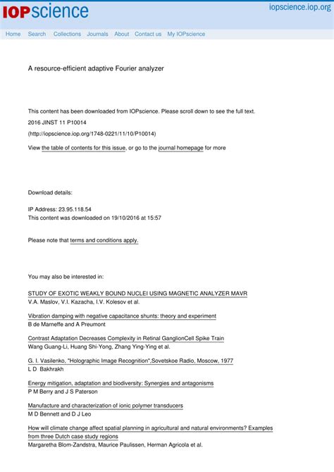 Pdf A Resource Efficient Adaptive Fourier Analyzer