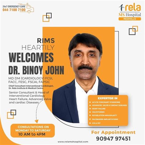 Happy To Announce My New Role As Director And Head Interventional… Dr Binoy John Md Dm