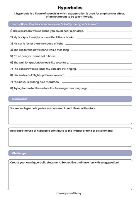 Hyperbole Worksheet For Teachers Perfect For Grades 3rd 4th 5th English Language Arts