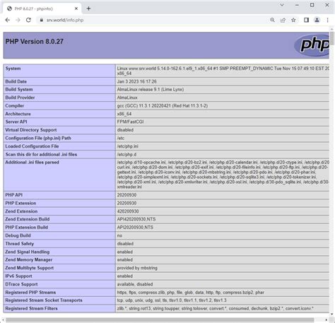 almalinux 9 nginx use php scripts server world