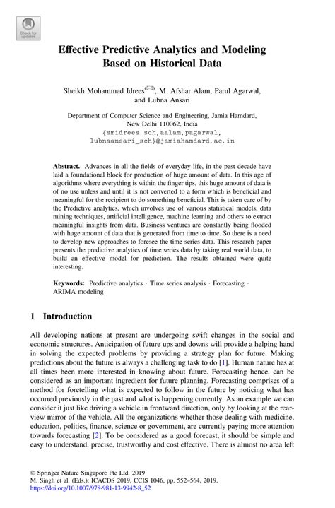 Pdf Effective Predictive Analytics And Modeling Based On Historical Data