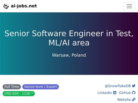 Hiring Senior Software Engineer In Test Mlai Area In Warsaw Poland Raimljobs