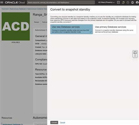 snapshot standby databases on autonomous database on dedicated exadata infrastructure and
