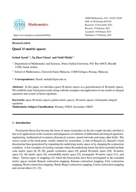 Pdf Quasi M Metric Spaces