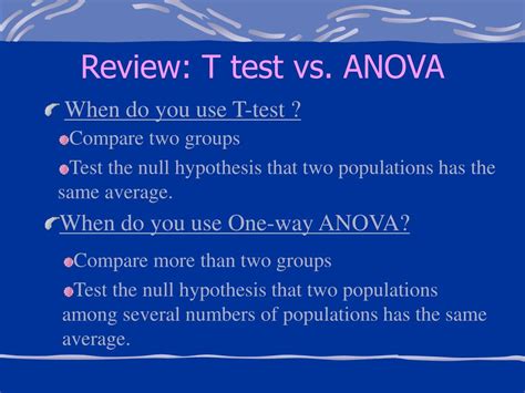 Ppt Review T Test Vs Anova Powerpoint Presentation Free Download Id1259451