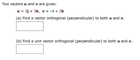 solved two vectors u and v are given a find a vector
