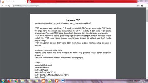 Tutorial Membuat Dokumen PDF Dengan PHP Menggunakan Library FPDF Mengatur Halaman Dokumen PDF