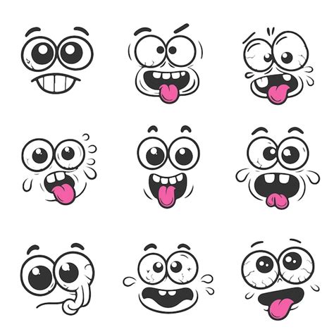 Premium Vector Cartoon Face Expressions Set Collection Of Comic Faces