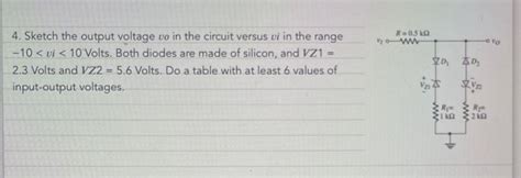 Solved Sketch The Output Voltage Vo In The Circuit Versus Chegg Com