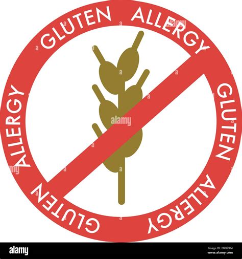Gluten Allergy Red Warning Sign Sticker Or Label Stock Vector Image