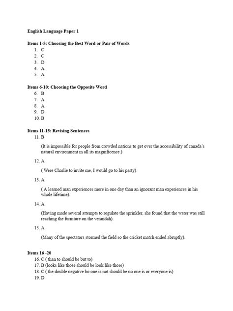 English Language Paper 1 Answers 2018 Pdf