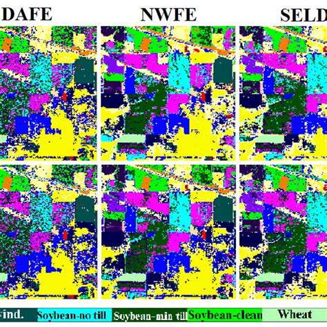 classification maps obtained by using rf and svm on the features