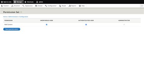 Permission Set Drupal Org