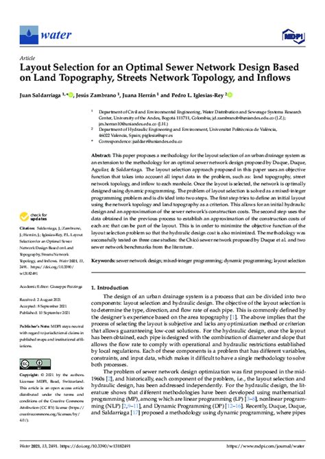 Pdf Layout Selection For An Optimal Sewer Network Design Based On