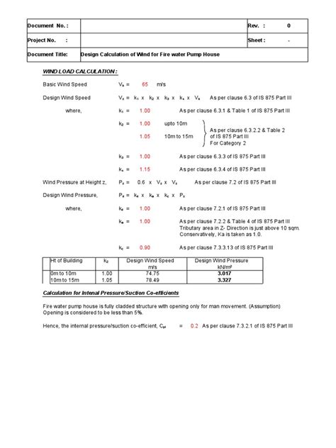 Wind Load Calculation Fire Water Pump House Download Free Pdf