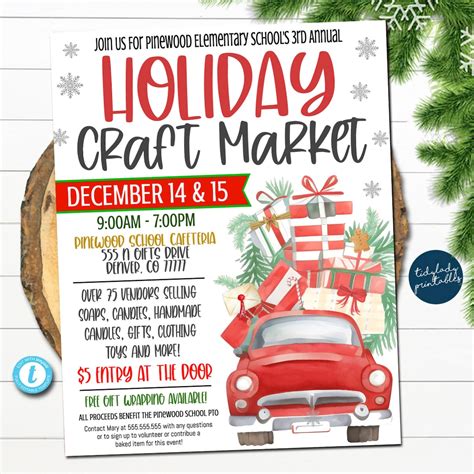 Editable Holiday Craft Market Flyer Christmas Festival Template Etsy