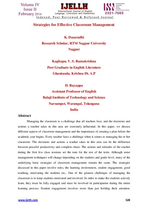 Pdf Strategies For Effective Classroom Management