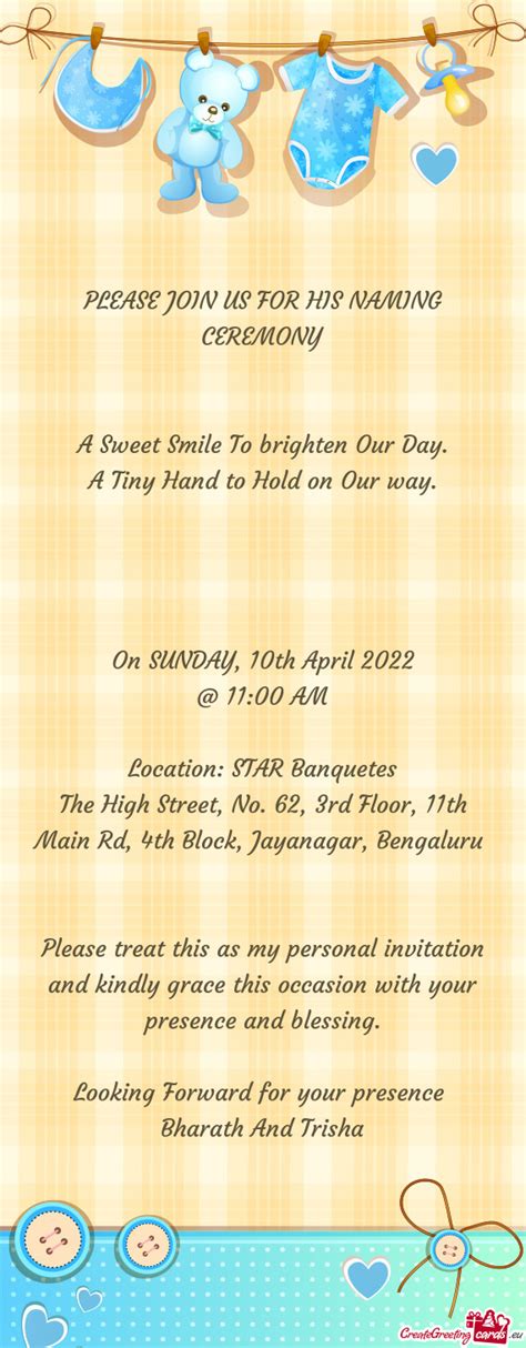 Please Join Us For His Naming Ceremony Free Cards