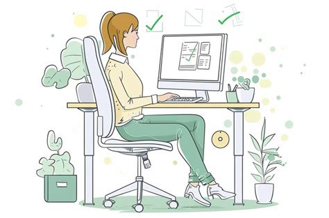 Woman Maintaining Posture At Desk Premium Ai Generated Vector