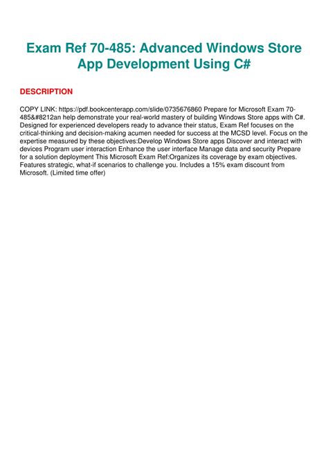 ppt pdf read exam ref 70 485 advanced windows store app development using c powerpoint