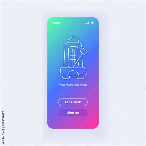 Metronome Application Smartphone Interface Vector Template Mobile App