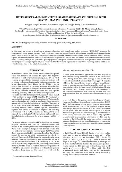 pdf hyperspectral image kernel sparse subspace clustering with