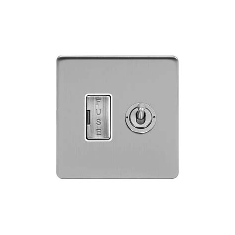 Soho Lighting Brushed Chrome Toggle Switched Fused Connection Unit Fcu 13a White Inserts Elesi