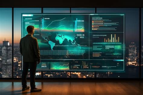 Technician Analyzing Server Performance Metrics On A Large Screen