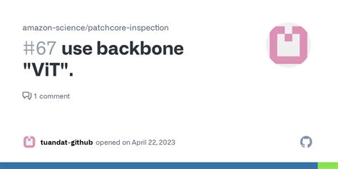 Use Backbone ViT Issue Amazon Science Patchcore Inspection GitHub