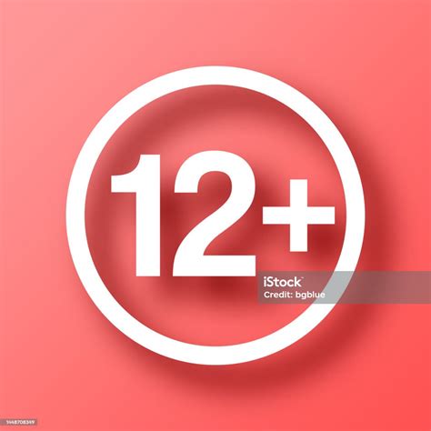 12 12 더하기 기호 연령 제한 그림자가 있는 빨간색 배경의 아이콘 12에 대한 스톡 벡터 아트 및 기타 이미지 12 3차원 형태 개념 Istock