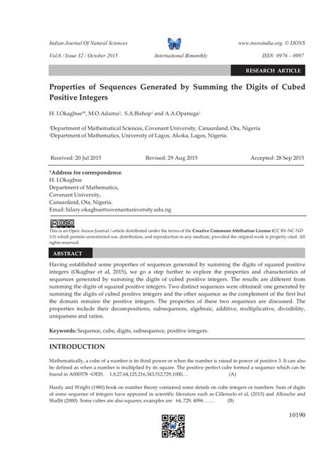 pdf properties of sequences generated by summing the digits of cubed