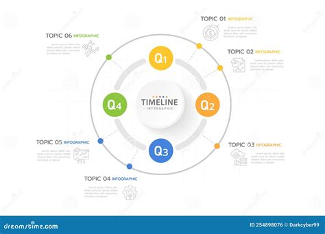 Infographic 12 Months Modern Timeline Diagram Calendar With 4 Quarter Topics Vector Illustration