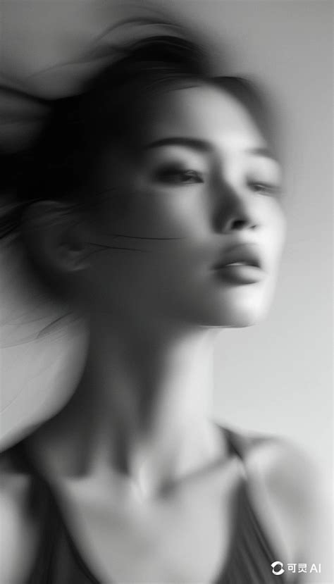 9x16黑白女子人物运动模糊摄影高级强烈的运动模糊和动感模糊艺术的虚2 花瓣网