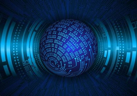 Premium Vector World Binary Circuit Board Future Technology Blue Hud Cyber Security Concept