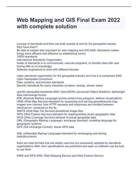 web mapping and gis final exam 2024 with complete solution nursing