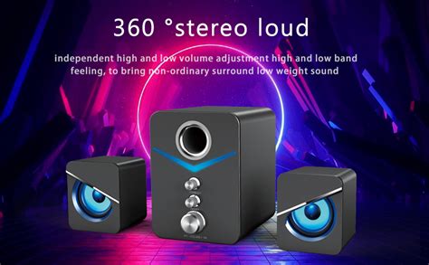 HEANTTV Computer Speaker With Subwoofer Bluetooth Pc Speaker 2 1 Hi Fi Stereo Speakers USB