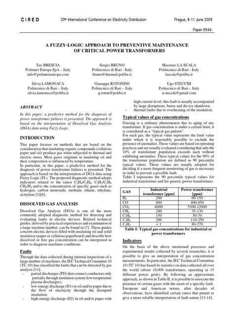 A Fuzzy Logic Approach To Preventive Maintenance Of Critical Power Transformers Pdf Hydrogen