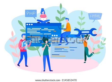 concept programmer coding programming website application stock vector royalty free 1145853470
