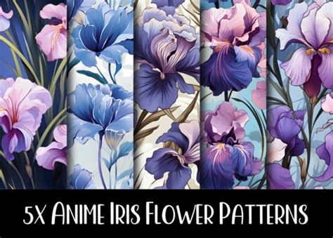 Anime Iris Flower Patterns Collection Graphic By Asad Jamil · Creative Fabrica