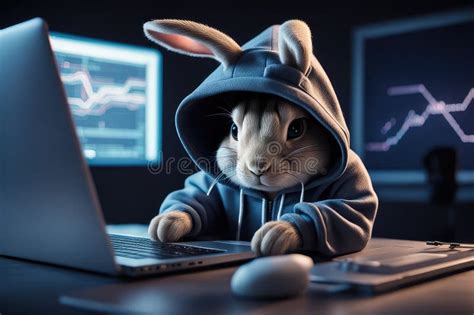 The Easter Bunny Is A Programmer The Easter Bunny Is Working At The Computer Generated By Ai