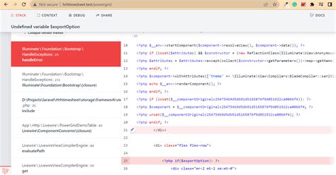 Call To Undefined Function Powergridjsframework · Power Components