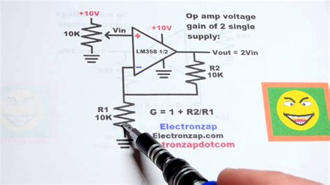 Voltage Gain Of 2 Using Lm358 Single Supply Op Amp Electronics Circuit