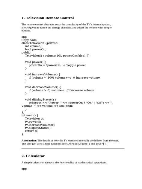 Simple Examples Of Abstraction Pdf Computer Programming Object