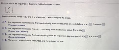 solved find the limit of the sequence or determine that the