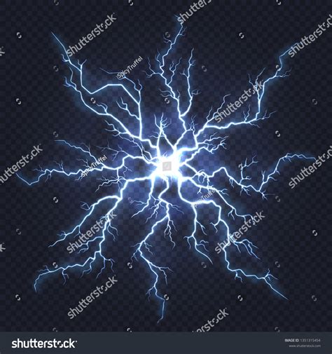 Lightning Thunder Flash Electricity Spark Strike 库存插图 1351315454 Shutterstock