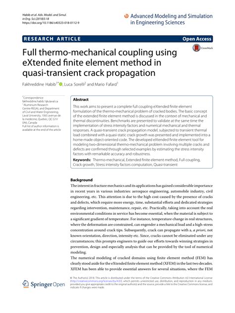 PDF Full Thermo Mechanical Coupling Using EXtended Finite Element Method In Quasi Transient