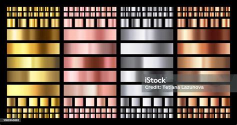 우아한 금속 그라데이션입니다 빛나는 로즈 골드 실버 및 브론즈 메달을 그라디언트 황금 분홍색 구리 및 크롬 금속 벡터 컬렉션 그라데이션에 대한 스톡 벡터 아트 및 기타