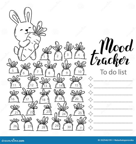 Mood Tracker Blank With Hand Drawn Lettering And Floral Sketch Bullet Journal Or Monthly Planer