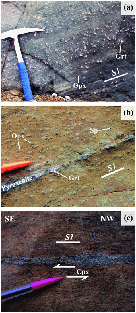 macroscopic structures in the grt sp mylonites domain a grt sp
