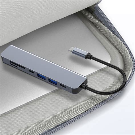 Docking Station 7 In 1 Vaxiujia 2×usb Hdmi Sd Tf 2×pd Type C Compatibil Cu Laptopuri Si